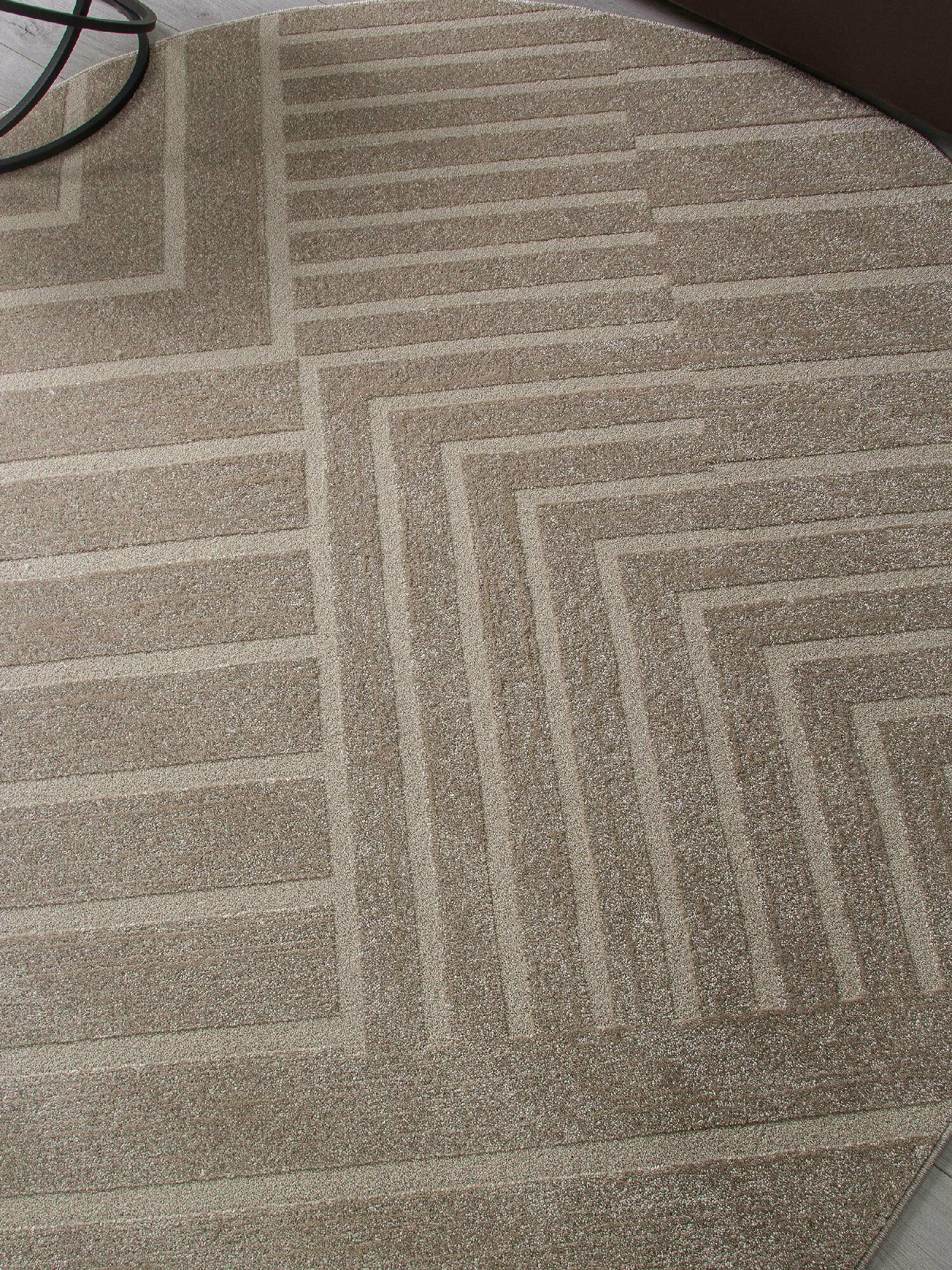 Ковер Овальный на пол в гостиную в спальню 160х300 см бежевый современный ворс 8 мм 398841 ковренок