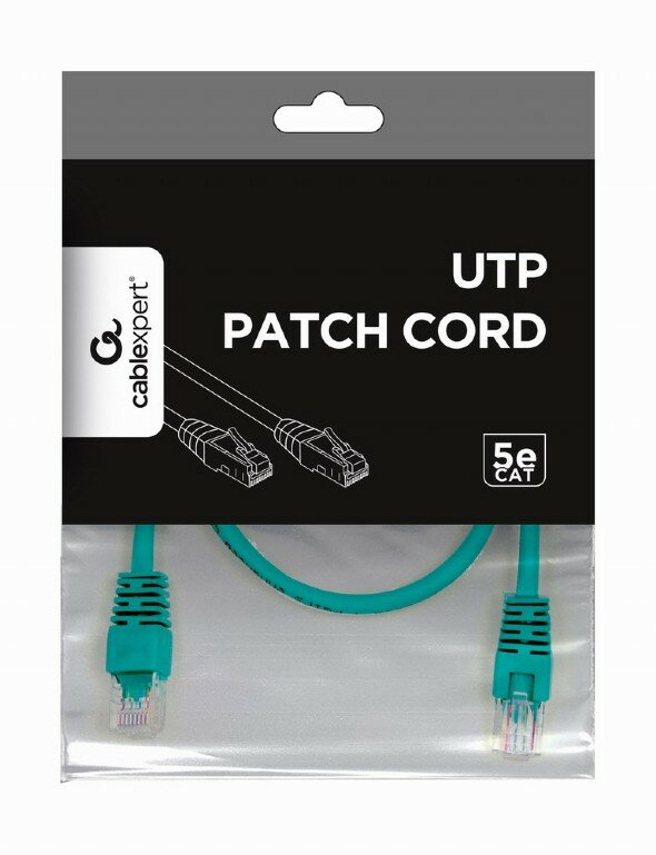 Cablexpert Патч-корд UTP 5e кат. Cablexpert PP12-0.5M/G с разъемами RJ-45, зеленый (0.5м)