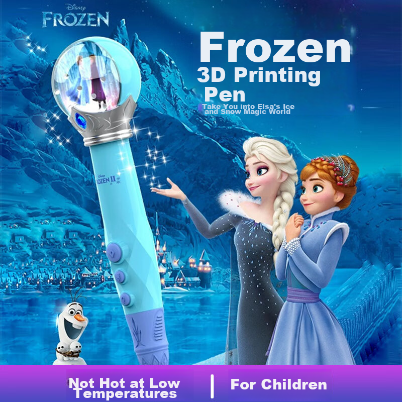 Disney Children's 3D Printing Pen, Frozen Elsa, Boys And Girls 3D Handmade DIY Drawing Pen, Wireless Low-Temperature Birthday Gift