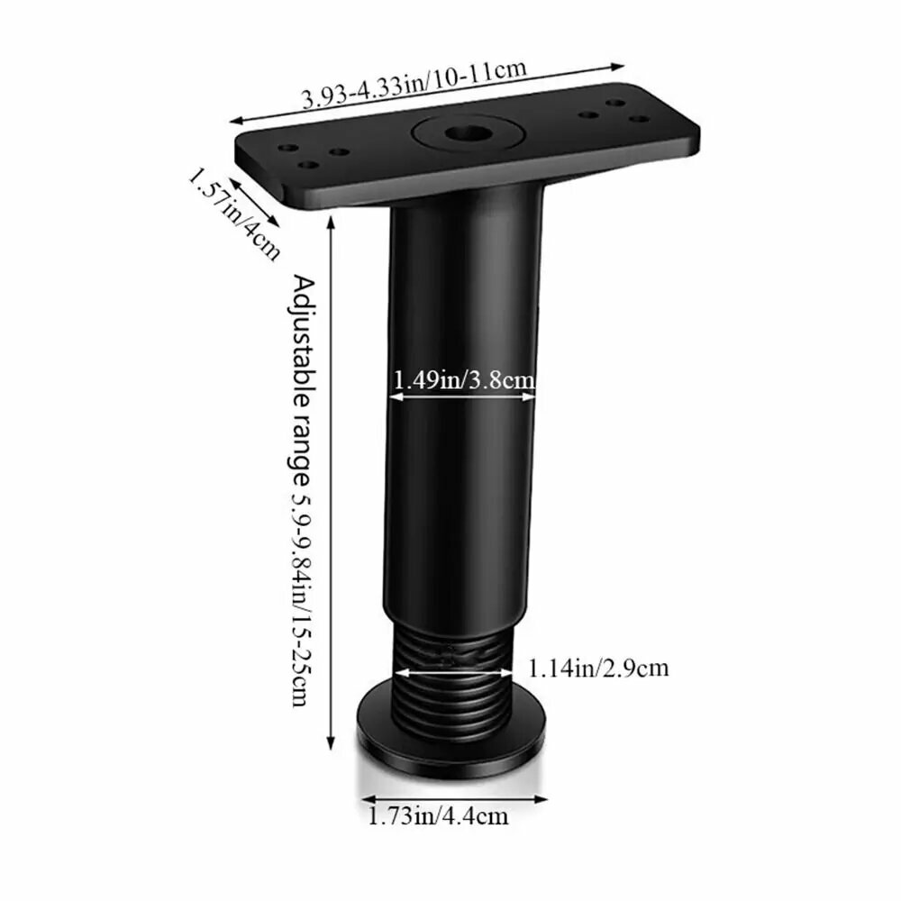 Телескопические регулируемые ножки для мебели черные black-15cm-25cm