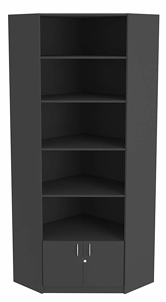 Высокий стеллаж угловой из ДСП серии Эконом Н-2400 мм №5-4 (торец 400 мм) с дверцами 410 мм, Черный