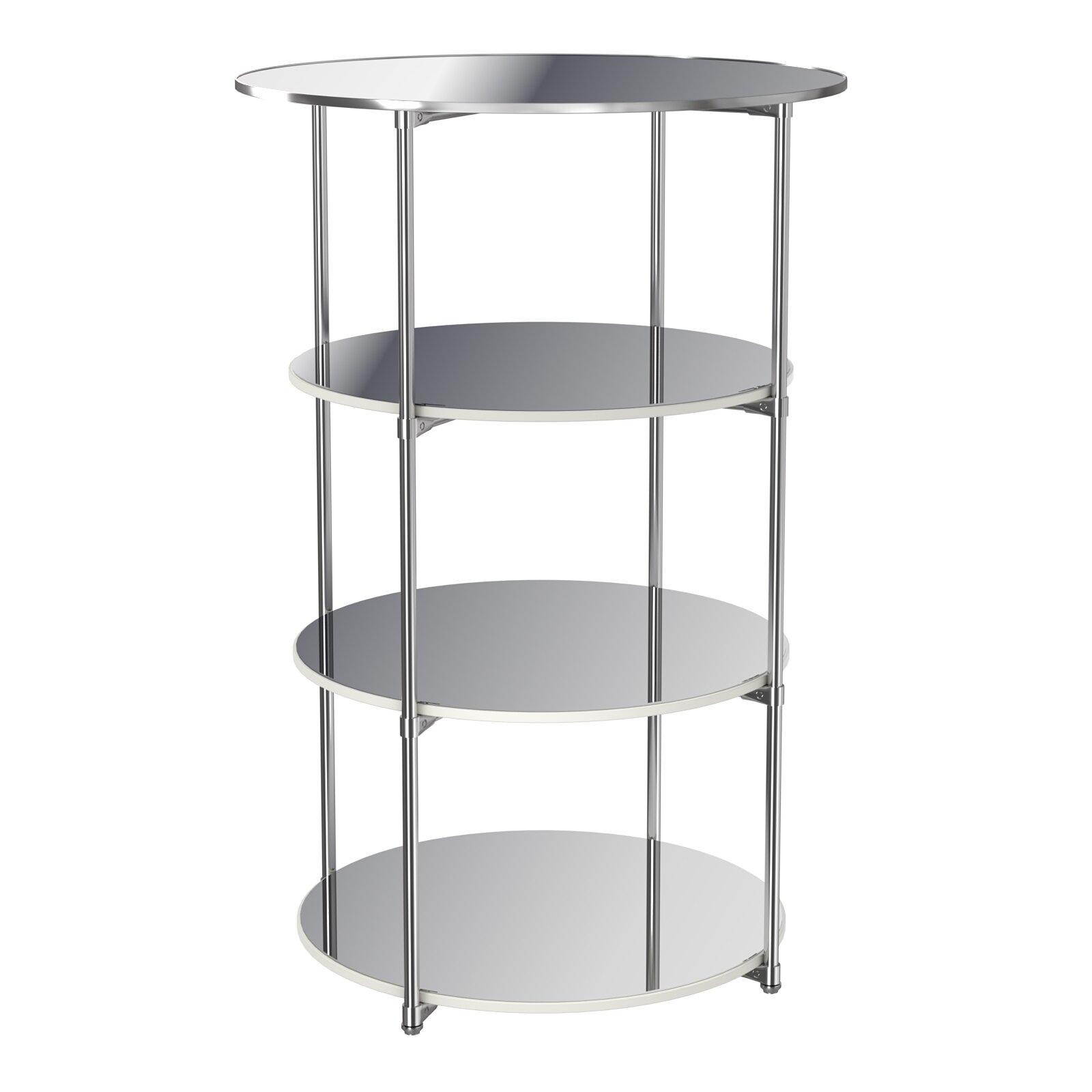 Торговые стенды сфера с полками №4 (с тремя зеркальными полками), Белый