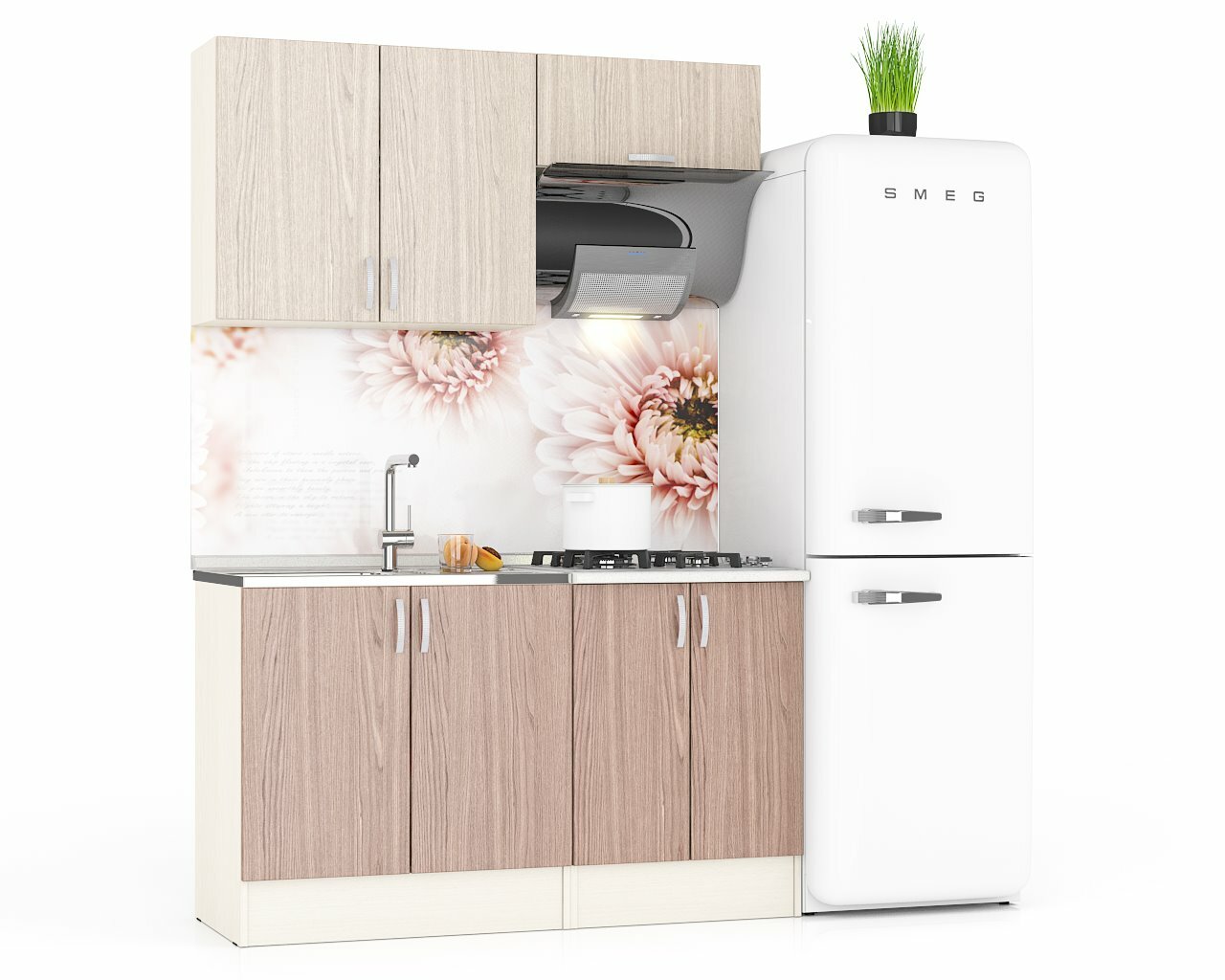 Кухонный гарнитур прямая 140см дуб/ясень шимо светлый/ясень шимо тёмный Спасибо-Мебель