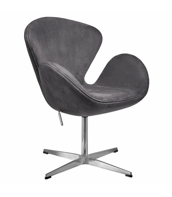 Кресло SWAN STYLE CHAIR искусственная замша, тёмно-серый