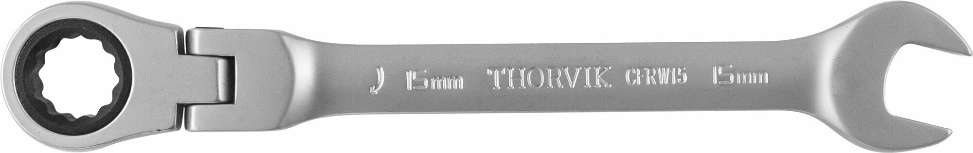 Ключ гаечный комбинированный трещоточный карданный, 15 мм Thorvik