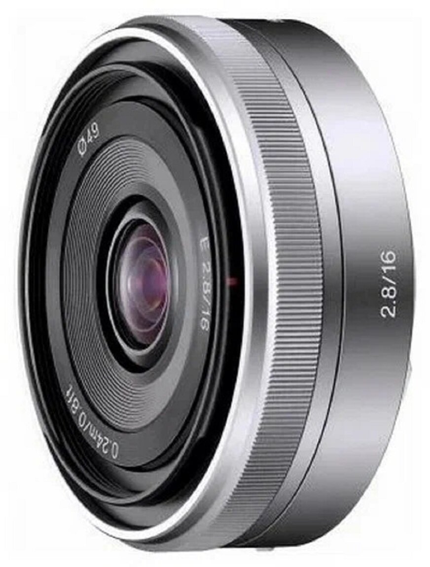 Sony 16mm f/2.8 E , широкоугольный объектив, серебристый, автофокус