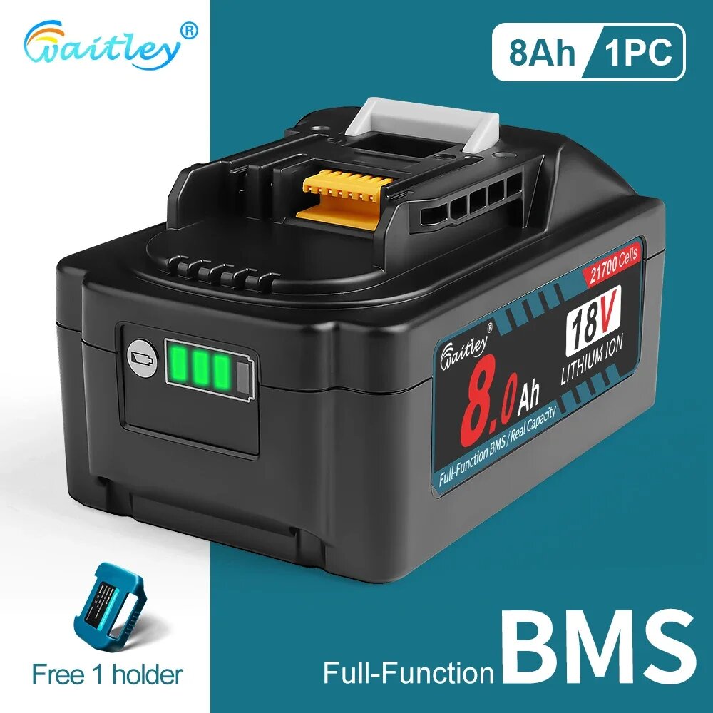 Waitley 21700 Аккумулятор для Makita 18В 6000/8000 мАч 1 PC 8Ah battery