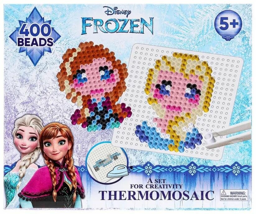 Термомозаика с шаблоном "Снежная принцесса", набор для детского творчества, создание объемных фигурок из бусин, развивающая игра для детей, более 400 деталей
