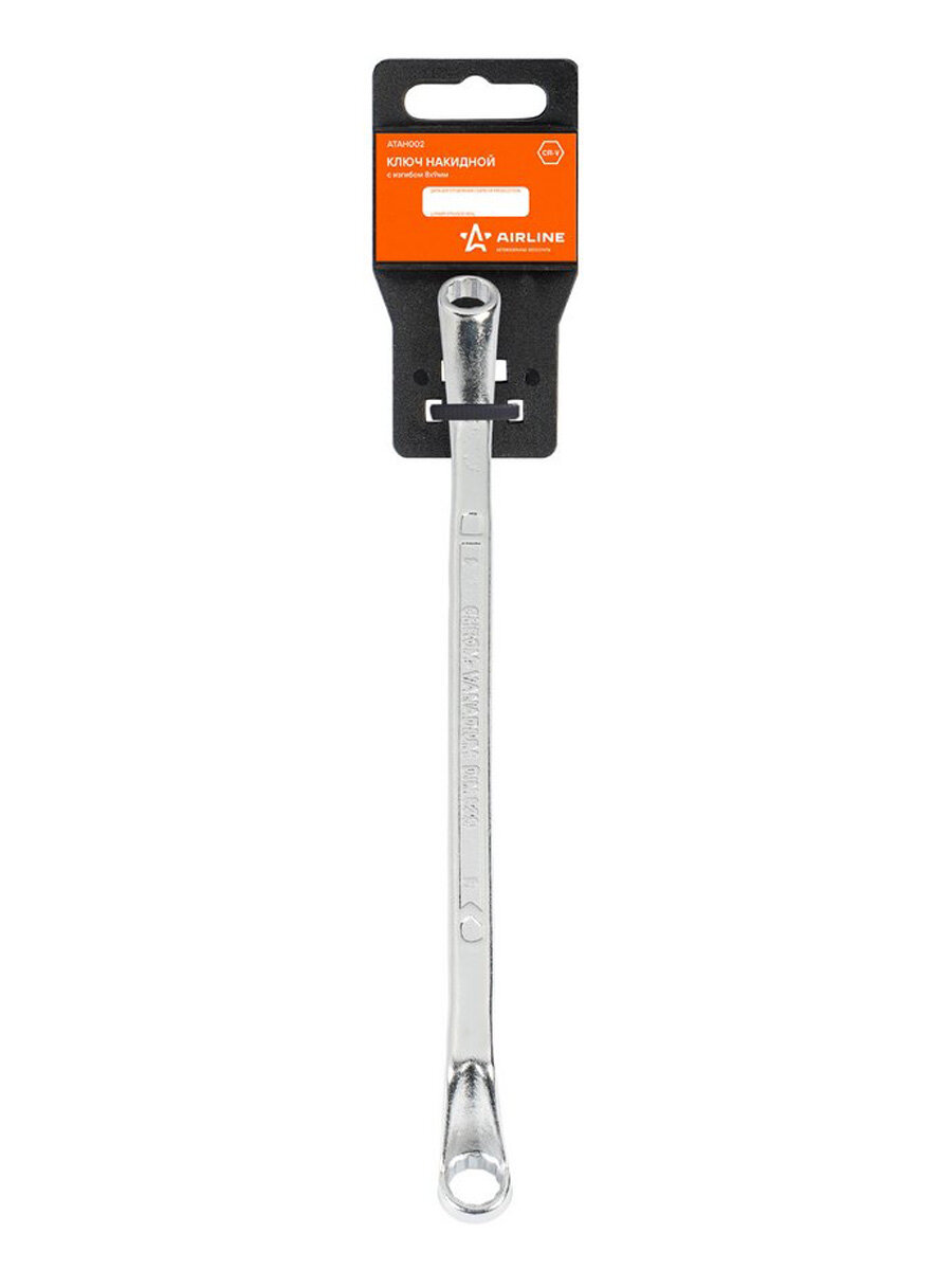 Ключ накидной Airline ATAH002, с изгибом, хромованадиевая сталь, 8x9 мм