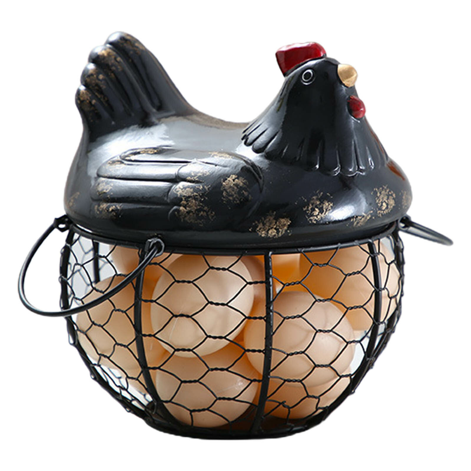 Держатель яйца железной куриной формы керамическая курица украшение корзины для хранения фруктов долговечна для хранения фруктов