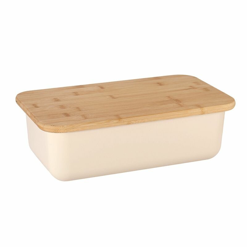 Бытовая коробка для хлеба с бамбуковой крышкой Ящик хранения хлебных тостов Наружная пластиковая Квадратная