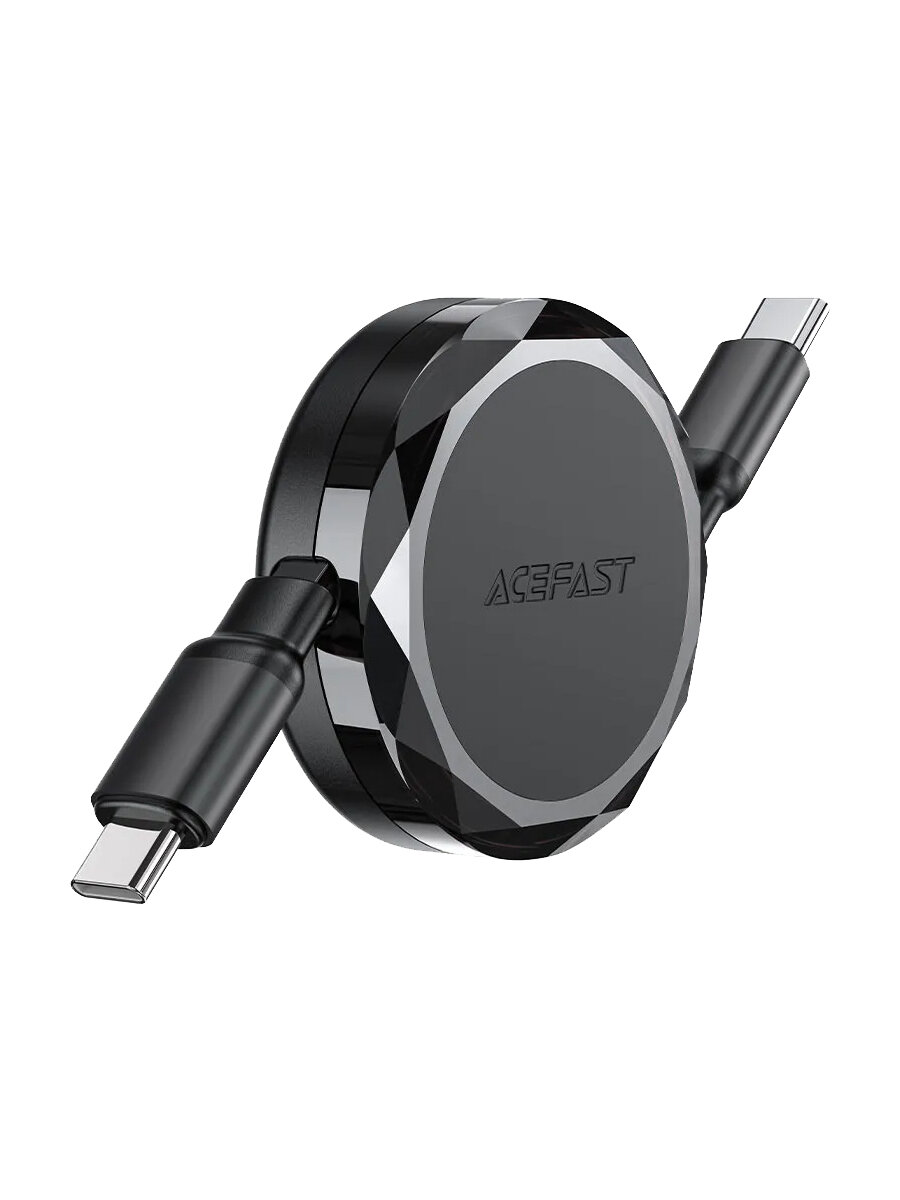 Дата-кабель Type-C универсальный Type-C Acefast С13-03 (3A, 60W, PD, 0.8 м, двойное втягивание) (черный)