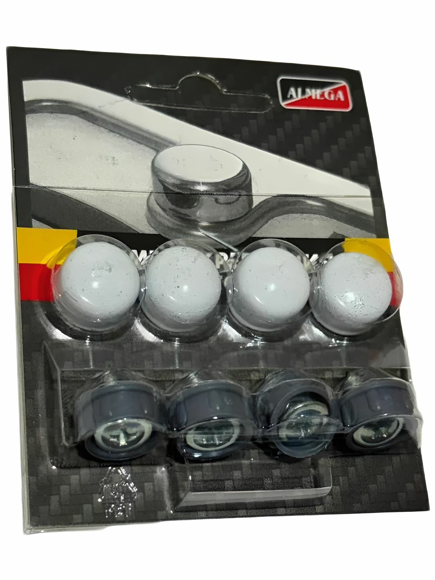 Болты номерного знака в блистере с хром-колпачком белые