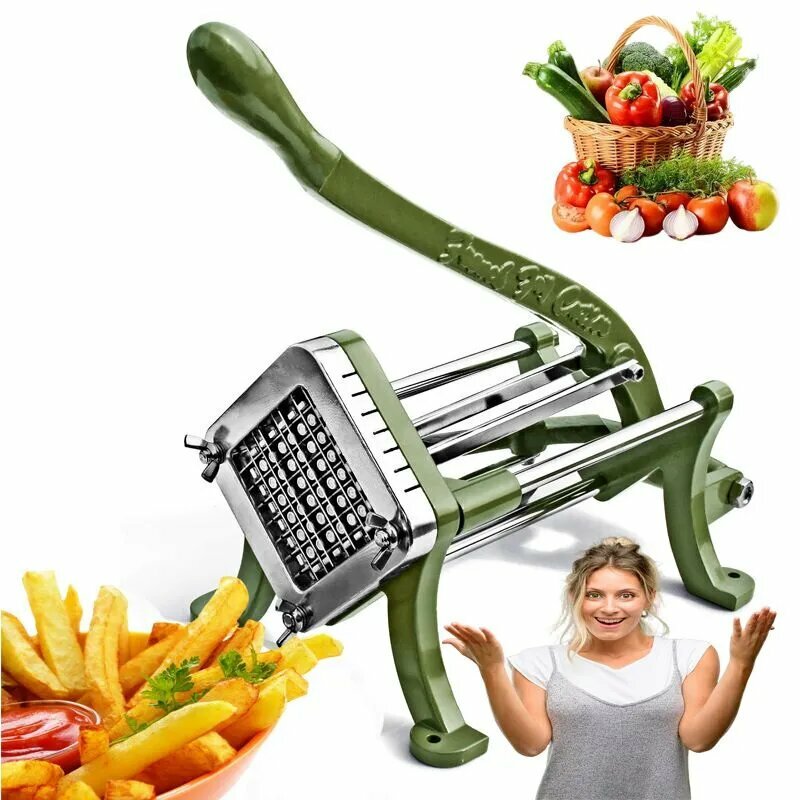 Картофелерезка для нарезки картофеля фри, Слайсер для овощей и фруктов, измельчитель тяжелых кубиков, Полностью алюминиевый корпус с 4 присосками