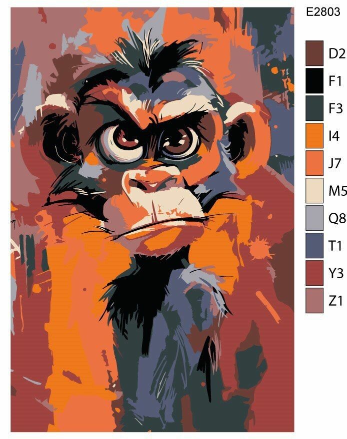 Детская картина по номерам E2803 "Обезьяна Арт" 20x30