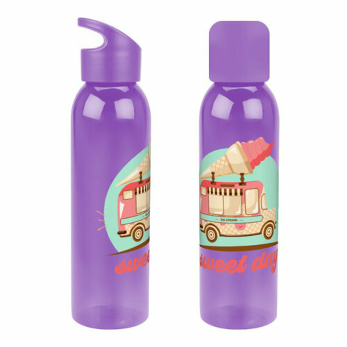 Бутылка для воды «ретро машина. ретро фургон с мороженым» (фиолетовый)
