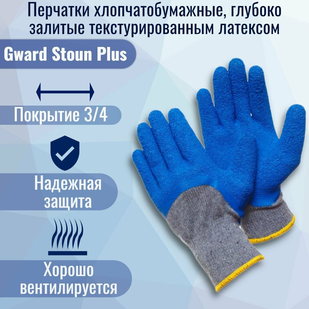 Перчатки садовые INBLOOM с резиновым полуоблив 10р-р 23см полиэстер