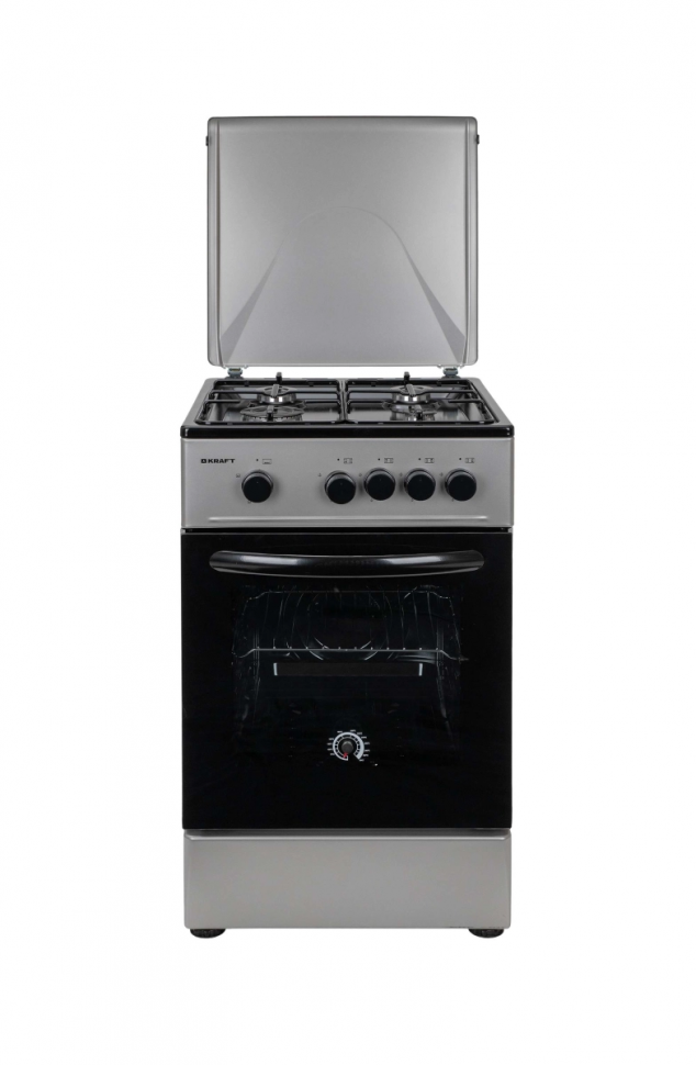 Газовая плита KRAFT KF-FSK5301GS, 4 конфорки, эмалированная, 58 л, поворотный механизм