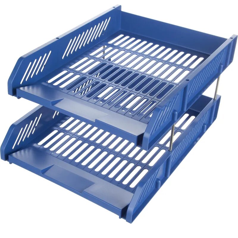 Лоток горизонтальный для бумаг Deli E9208 2 штуки, металл. стерж синий 1966236