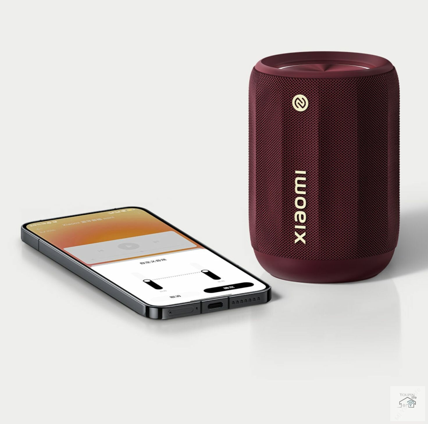 Беспроводная портативная колонка Xiaomi Bluetooth speaker mini ASM01A HyperOS Bluetooth 5.3 NFC IP67 RGB, Бургундия