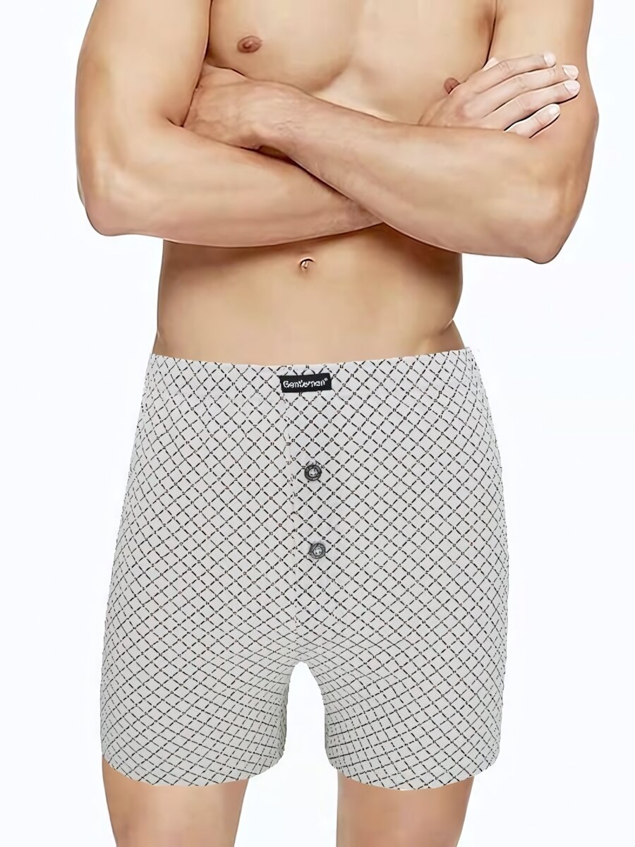 Трусы боксерские Хлопковые мужские трусы-боксеры с рисунком-сеткой