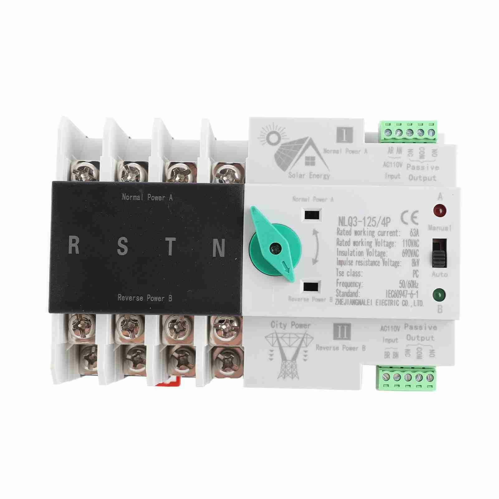 Автоматический переключатель АВР 63А 4P, 110В, для солнечных инверторов