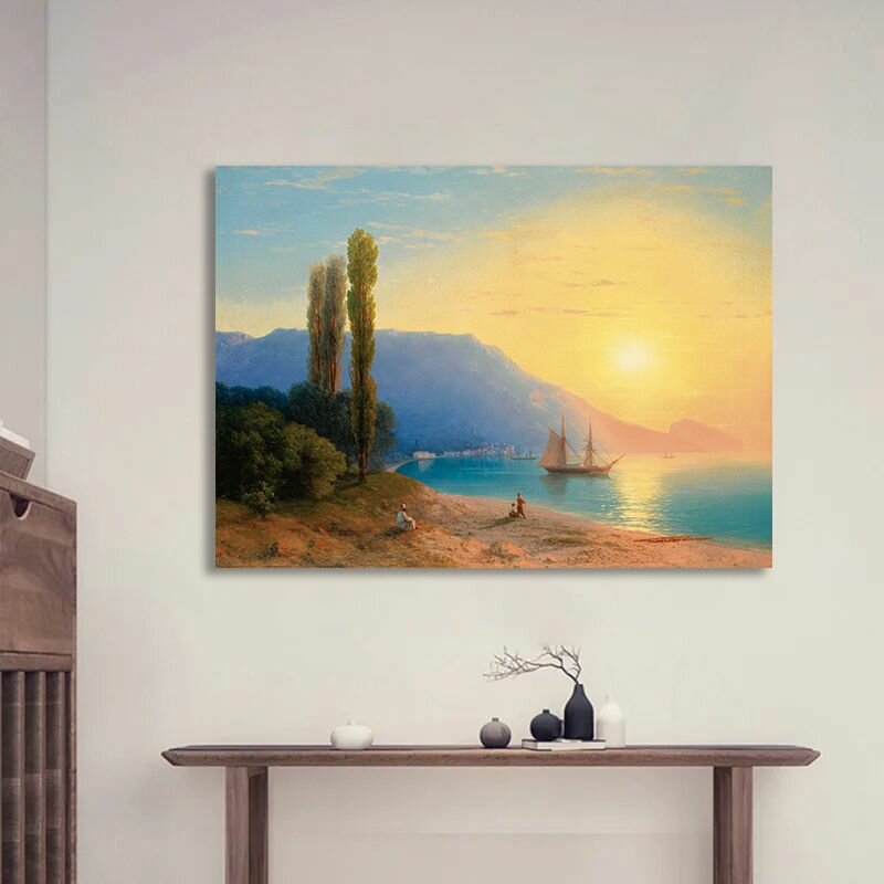 Репродукция ВсеКартины. тут "Айвазовский Закат в Ялте", холст, на подрамнике, 40x60