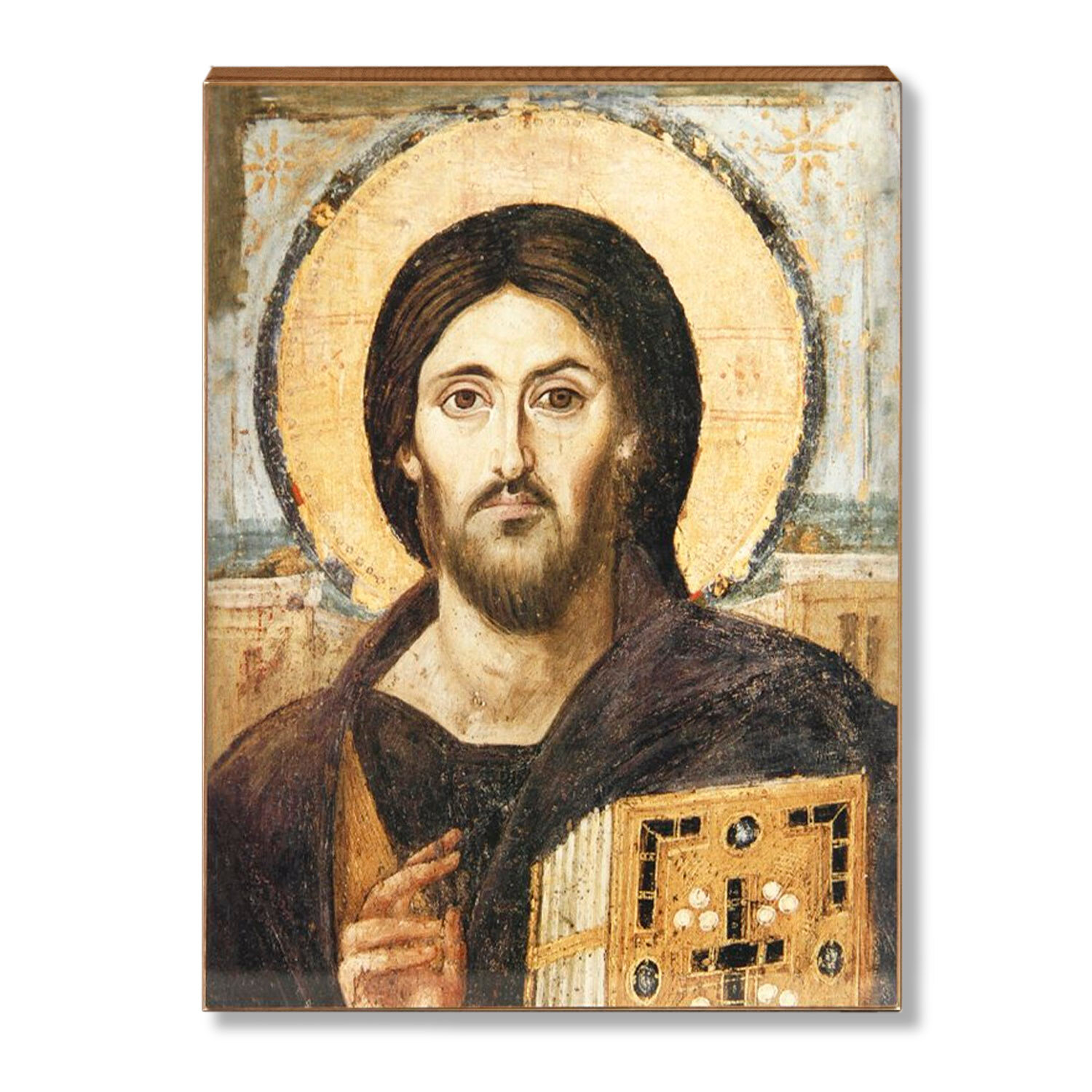 Икона на липовой доске "Христос Пантократор (Синайский)" 14х19 см