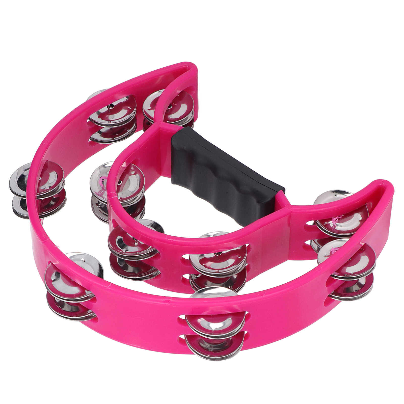 Музыкальный тамбурин в форме полумесяца с двумя рядами бубенчиков, ручной ударный барабан для караоке-вечеринки.