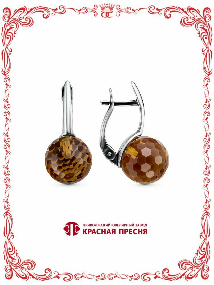 Серьги, серебро, 925 проба, оксидирование, султанит синтетический