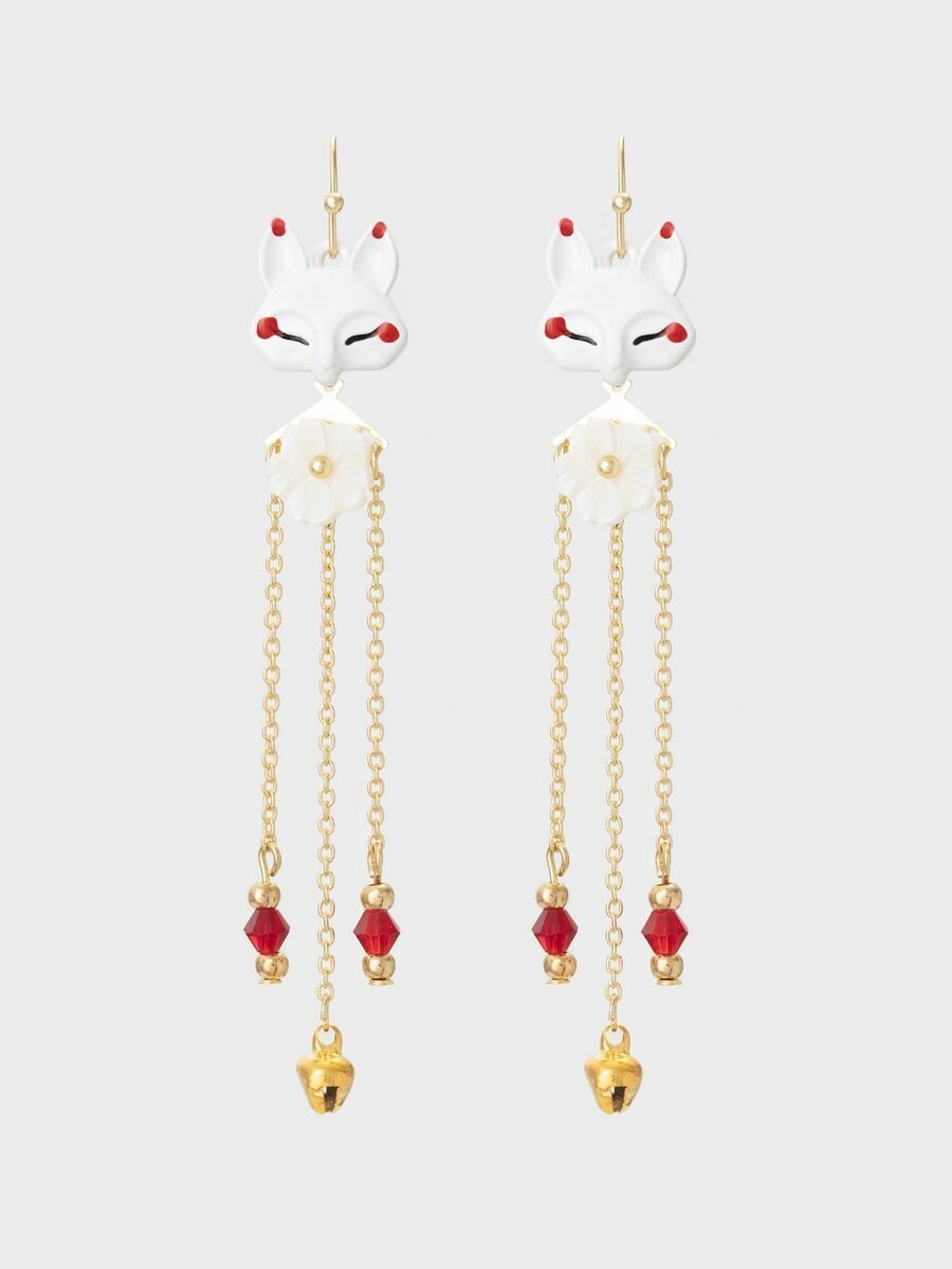 Серьги непарные, эмаль, акрил, жемчуг имитация