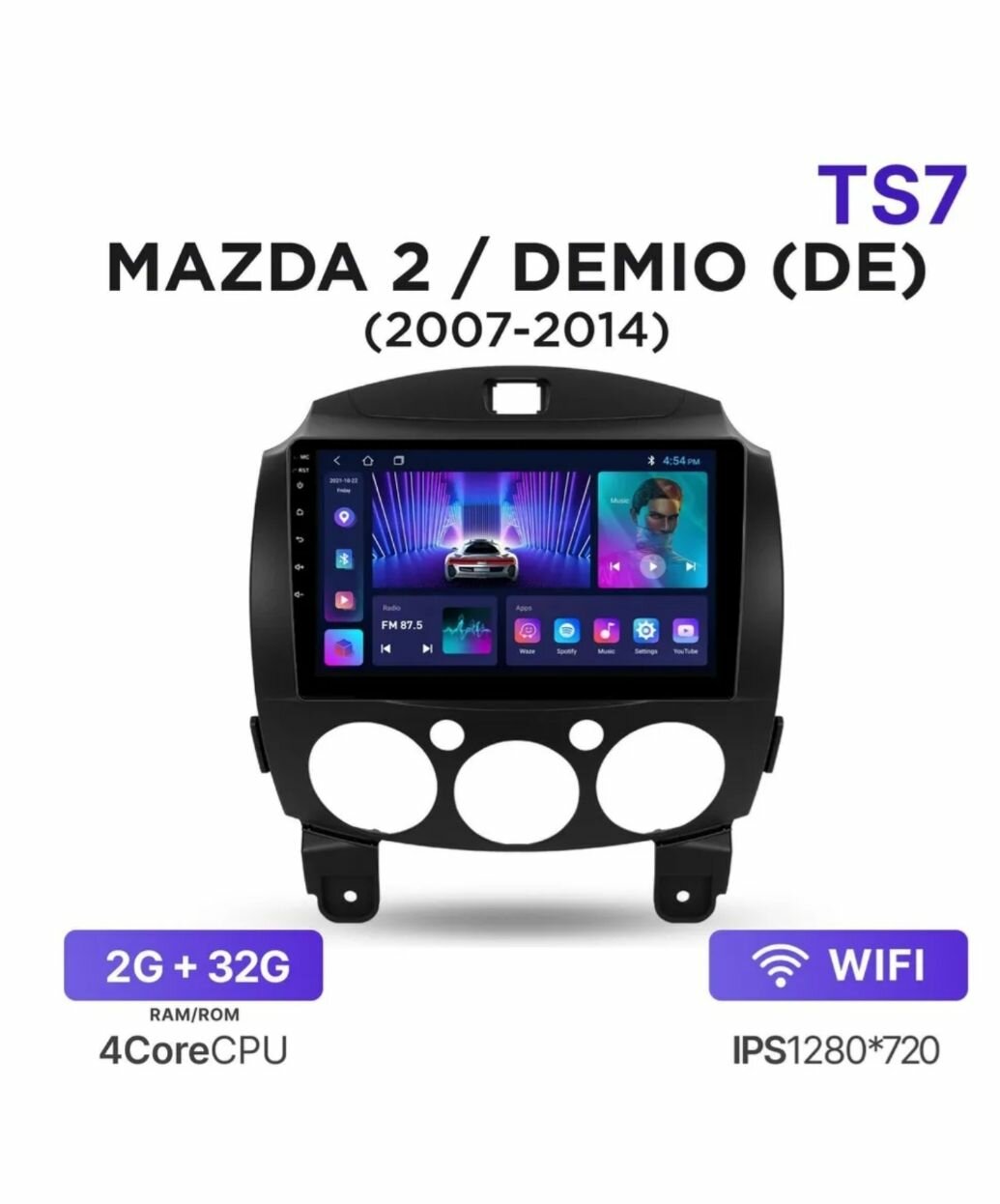 Магнитола MEKEDE TS7 2-32 Гб Android для Mazda 2 / Demio (DE) (2007-2014) / Автомагнитола Андроид Мазда 2, Демио
