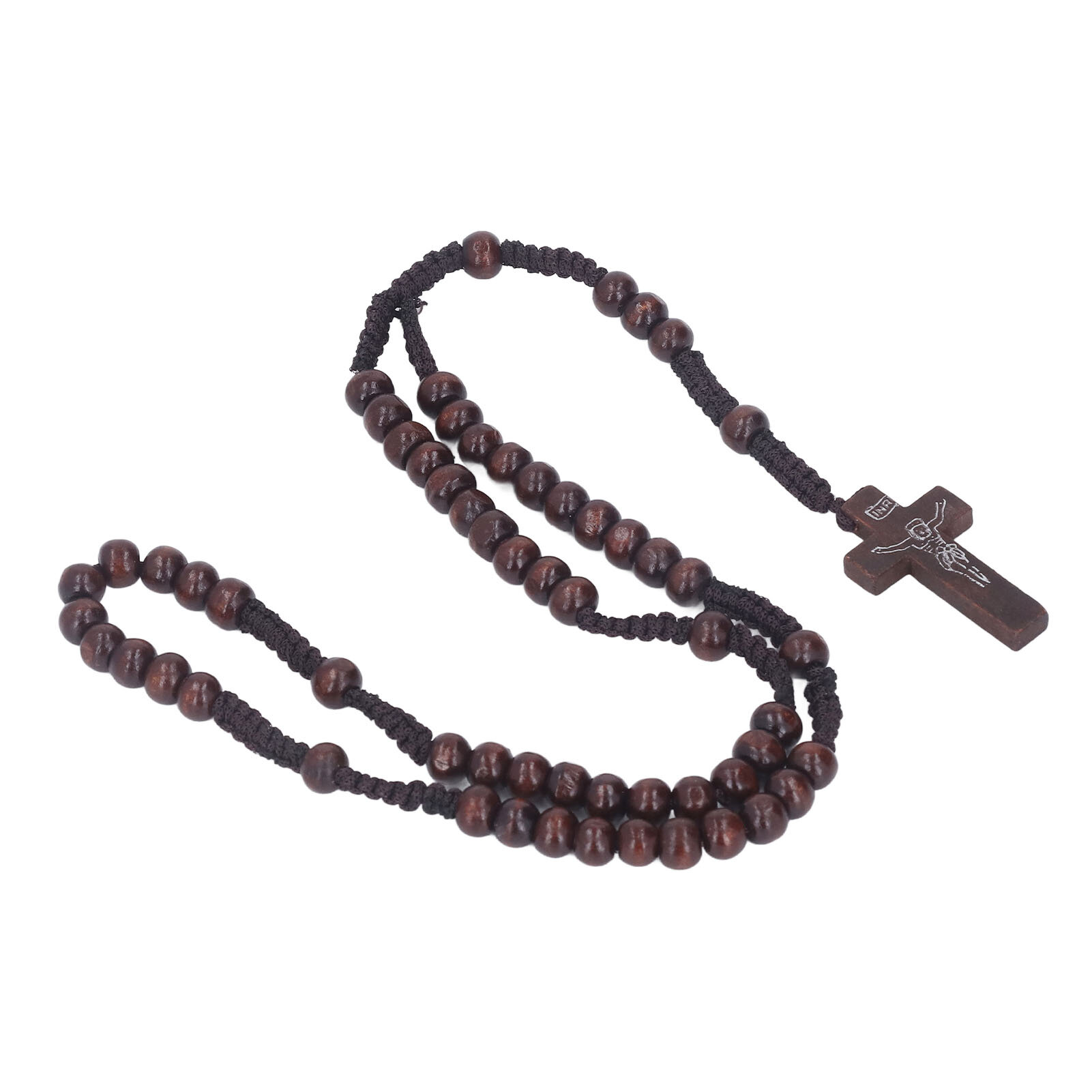 10 шт. Деревянные четки с изображением Иисуса, католические, унисекс, стиль, натуральные деревянные бусины, крест, четки, ожерелье, ювелирные изделия для мужчин и женщин, темно-коричневые