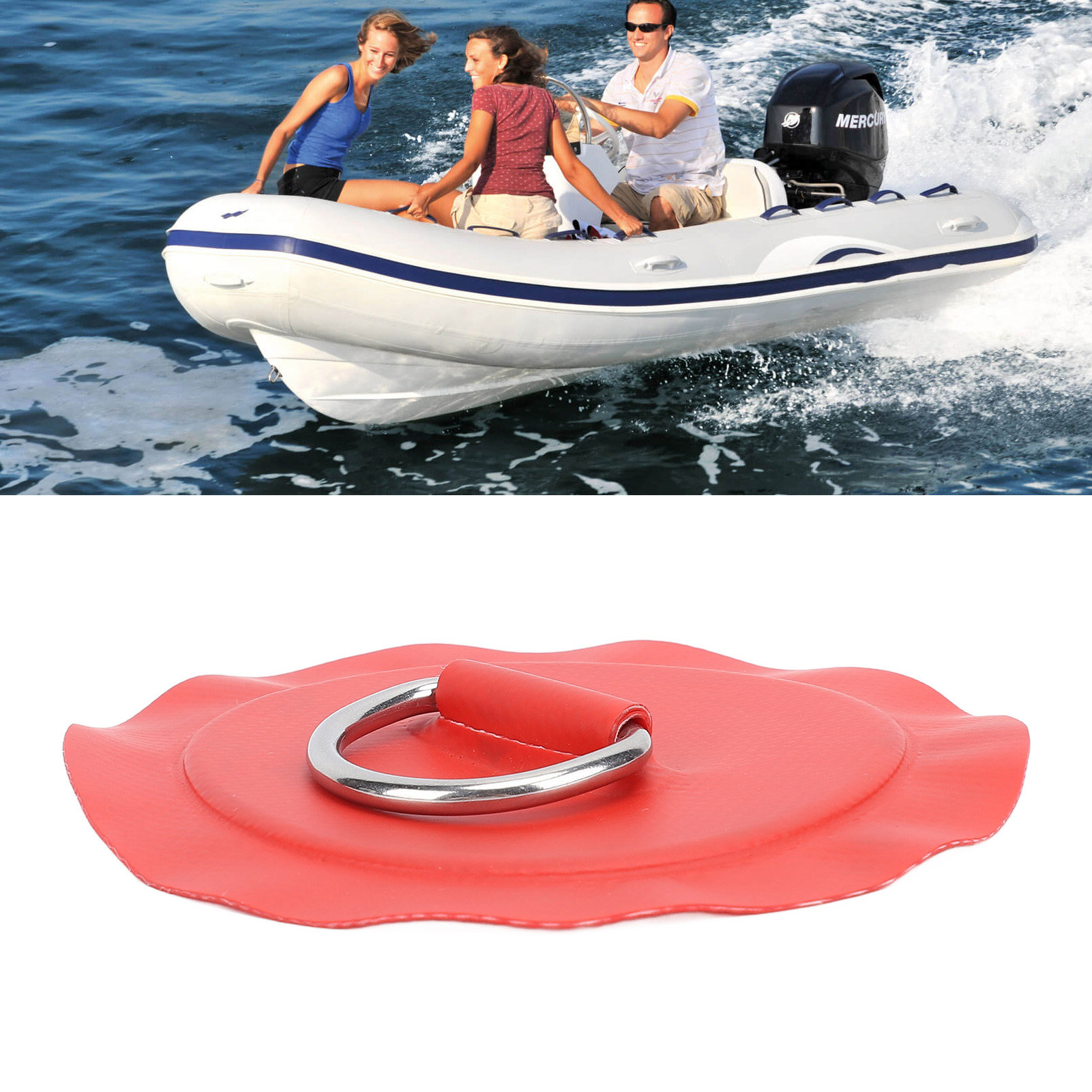 D-образное кольцо, многофункциональная круглая накладка из ПВХ и нержавеющей стали для лодки, надувная лодка, каяк, шлюпка, красная