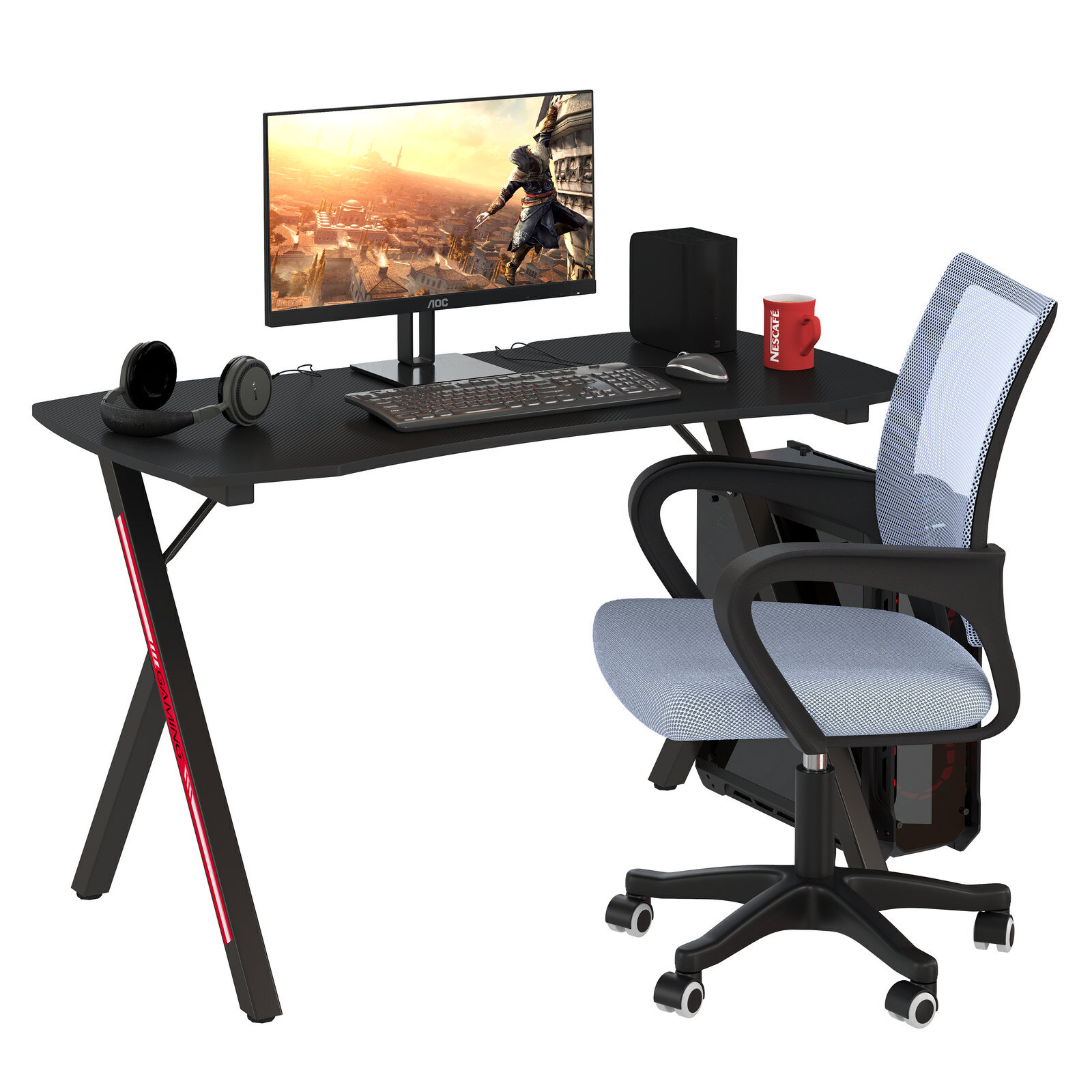 Игровой стол Мебель--24 GT-2310 цвет чёрный и кресло компьютерное 103 серое