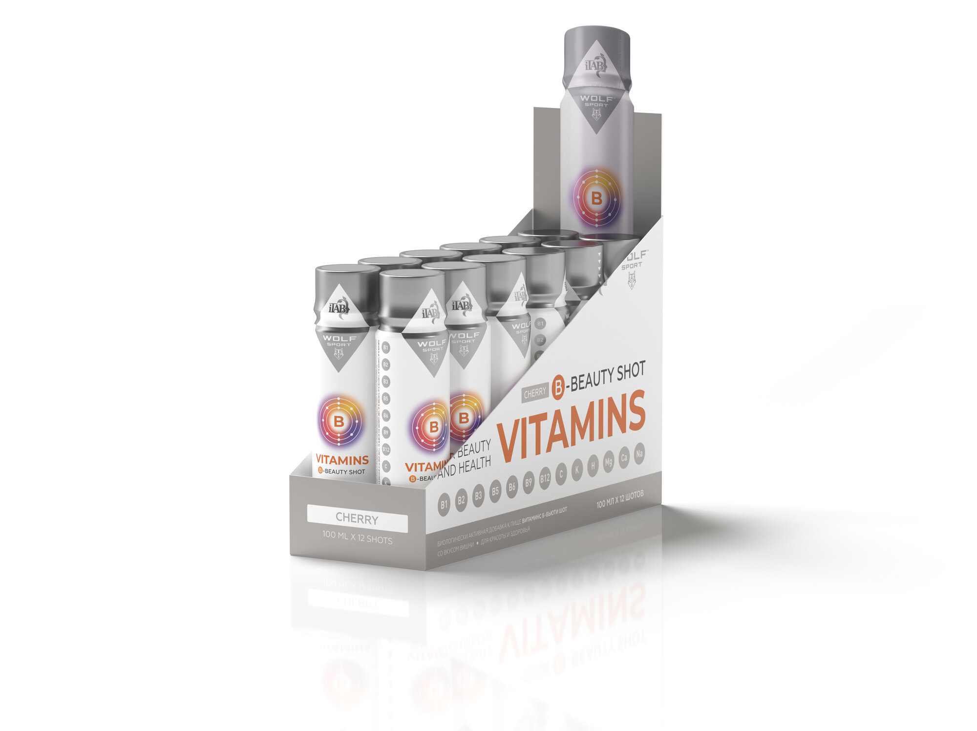 Шоты BioExpert "Вкусный B-комплекс", вишня, 100мл, набор 12шт