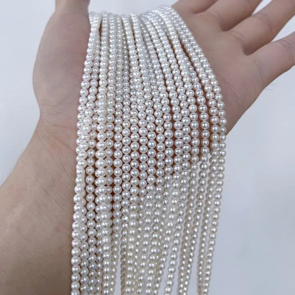 3-4 ммAAAA гладкие маленькие круглые изолированные свободные бусины оптом натуральный пресноводный жемчуг ювелирные изделия MakeDIY ожерелье браслет женский подарок