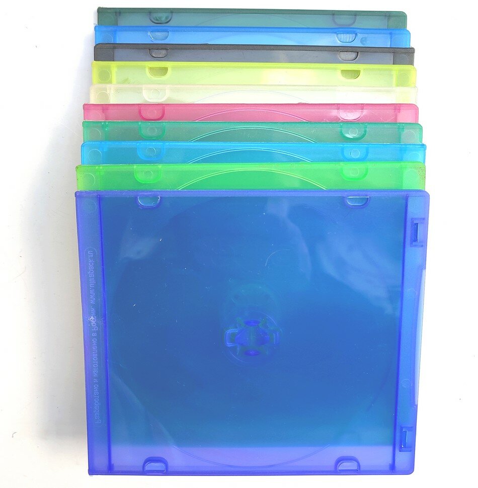 CD Box Slim для СД ДВД дисков, 10 шт, разноцветные