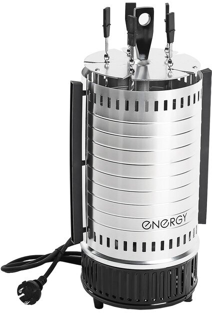 Электрошашлычница ENERGY НЕВА-1, 1000 Вт, 5 шампуров, серебристая -lj