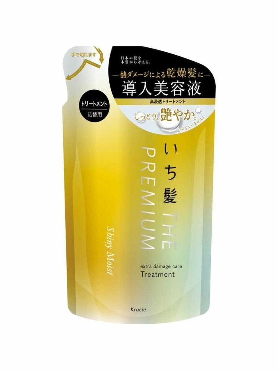 KRACIE Восстанавливающий бальзам-ополаскиватель Ichikami The Premium Shiny Moist Treatment увлажняющий, 340 г.