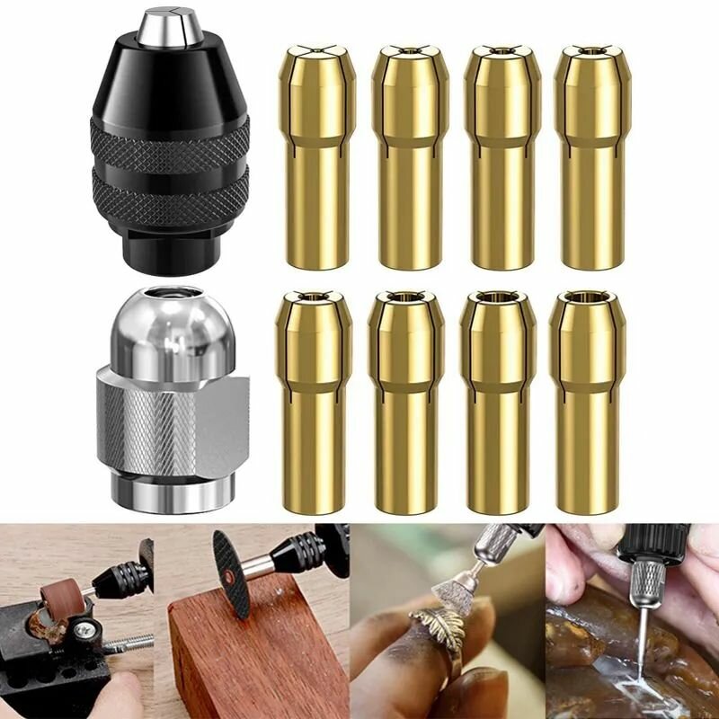 Набор цанговых патронов дрели Dremel, замена от 1/32 до 1/8 дюймов, 4486 бит без ключа со сменным набором гаек для вращающихся сверл