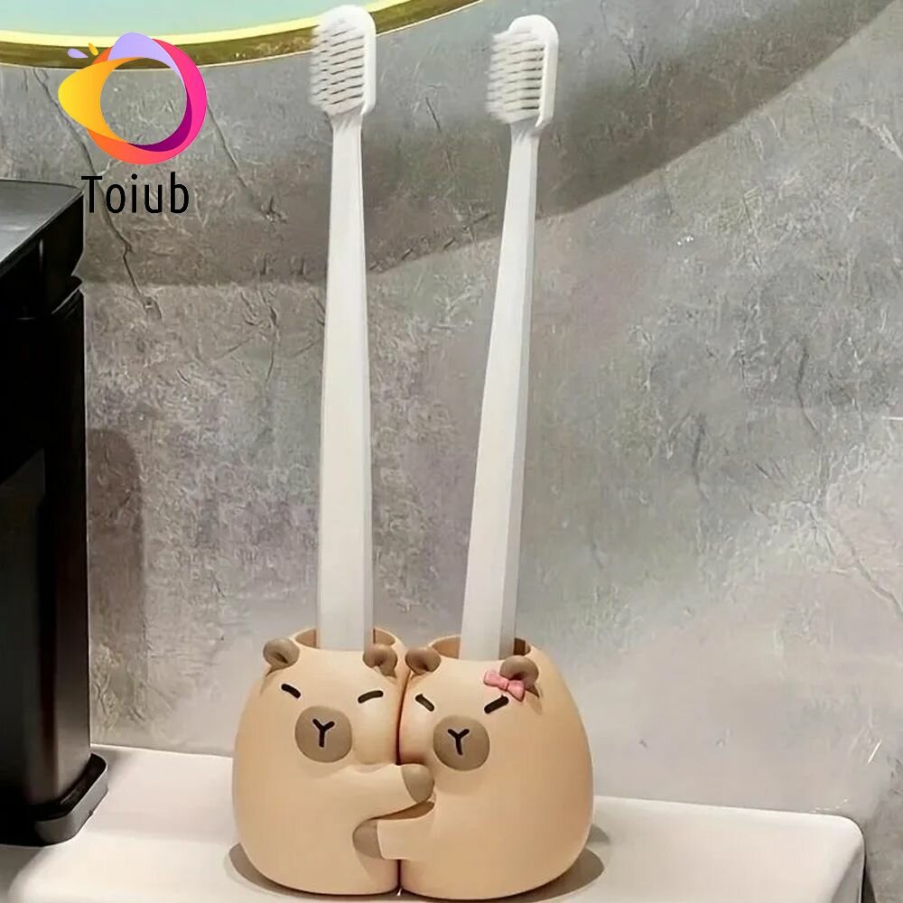Держатель для зубной щетки, Держатель для пары зубных щеток, Милая капибара, Для семейных пар,1 комплект (2 шт).