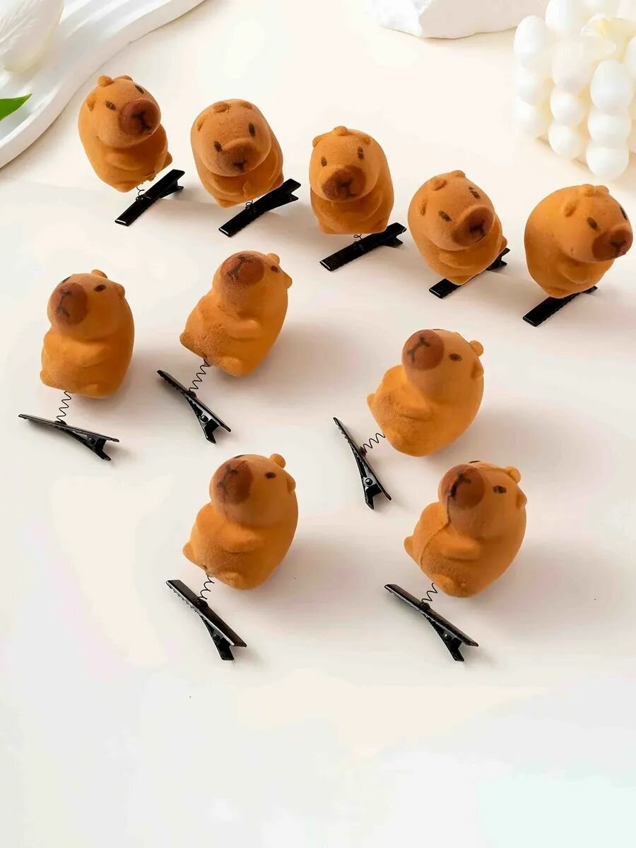 Заколки-зажимы для волос набор Capybara Капибара 10 шт женские