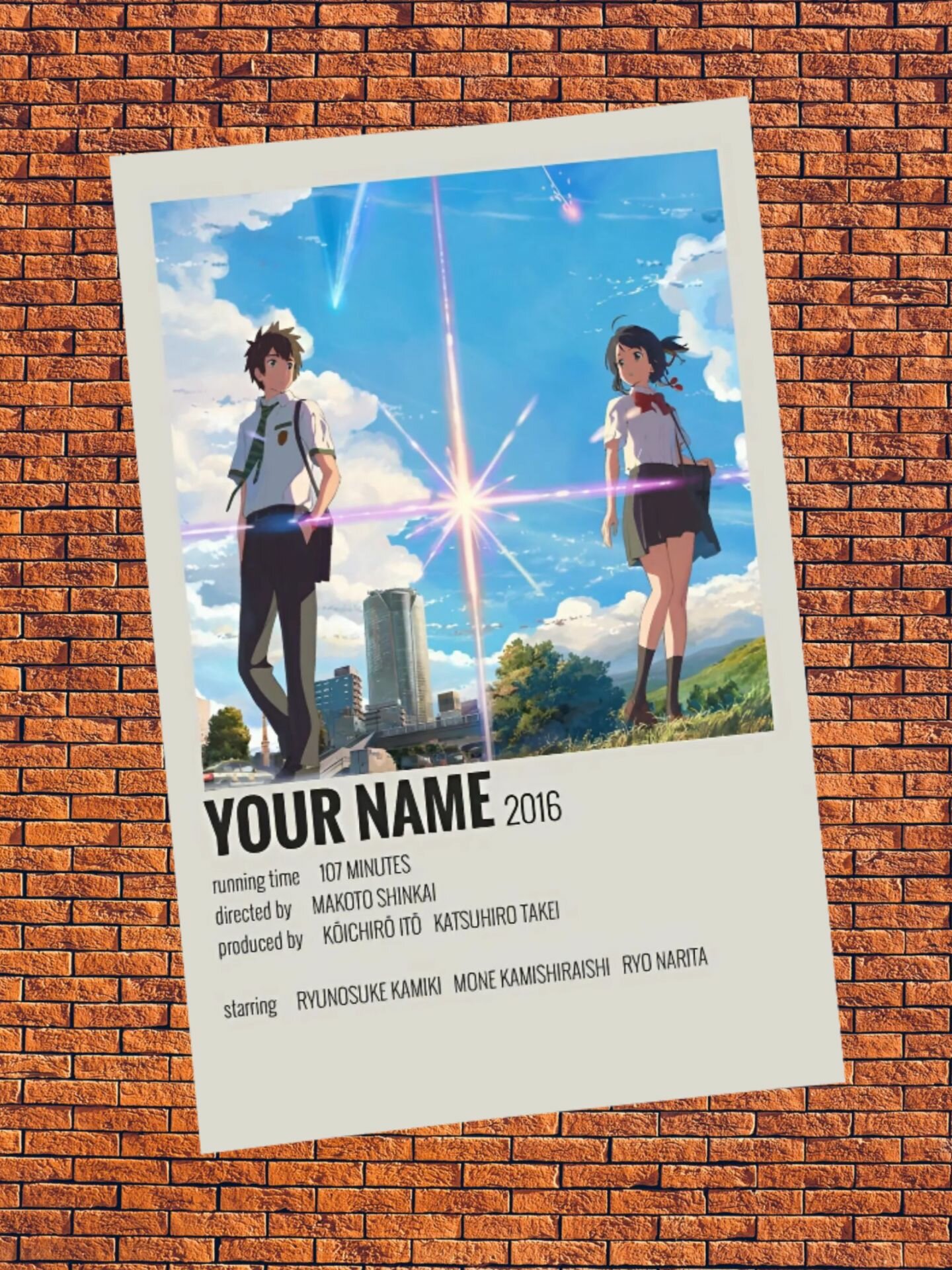 Постер "Твоё имя" в стиле "полароид", формат А3, 297 х 420 мм, глянцевый