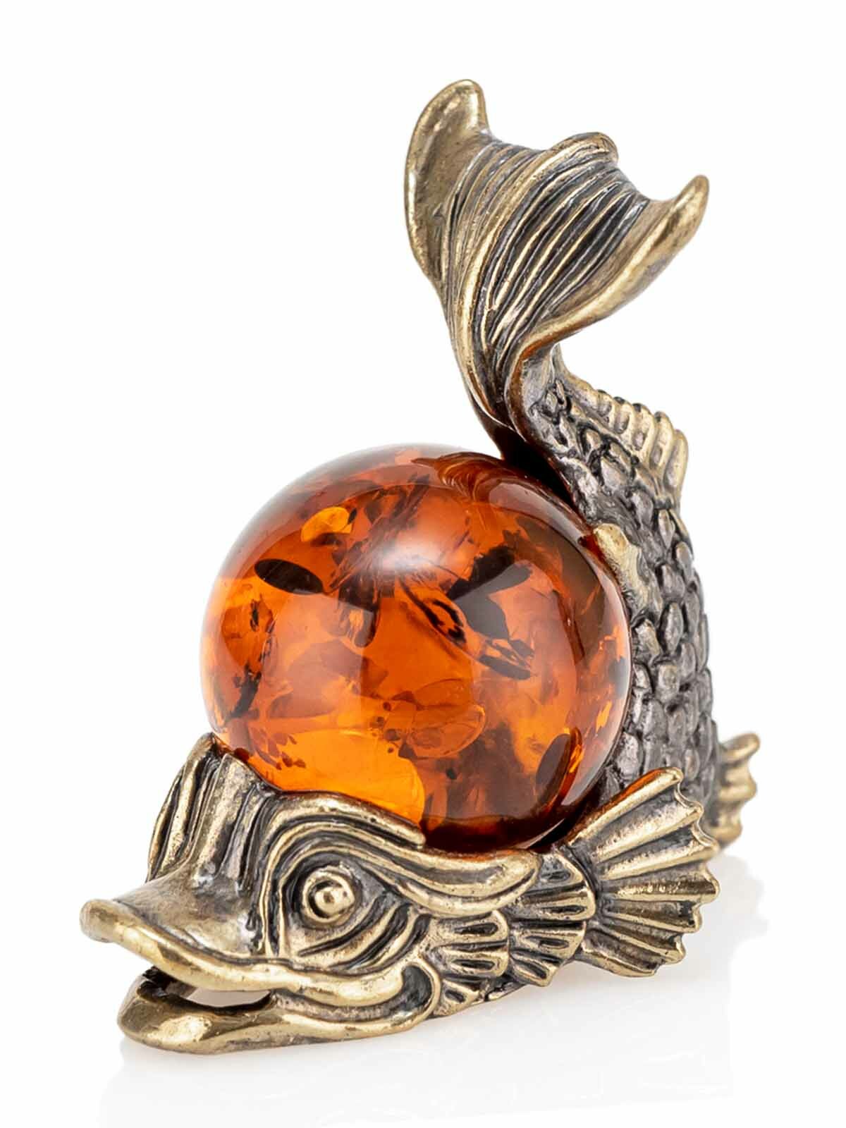 Сувенирная фигурка - Рыба Карп, Балтийский Янтарь, 3,8 см