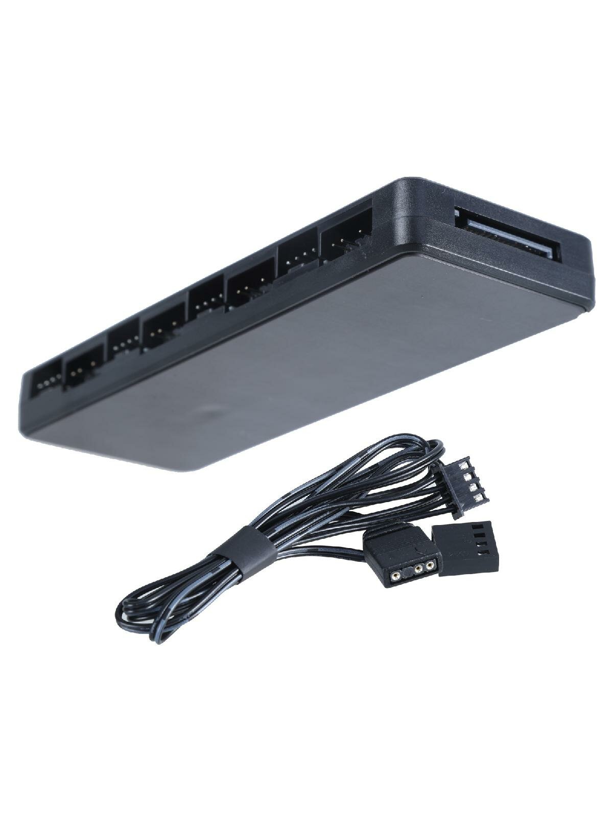 ARGB PWM Fan Hub Controller With 8 Port, SATAs Power Input, and Remote for PC Case Cooling