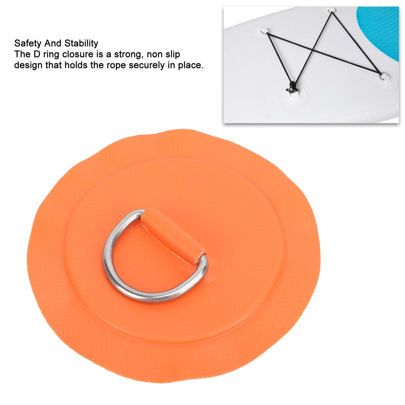 D-образное кольцо для лодки из ПВХ и нержавеющей стали, круглая накладка на D-образное кольцо для надувной лодки, каяка, шлюпки, оранжевого цвета