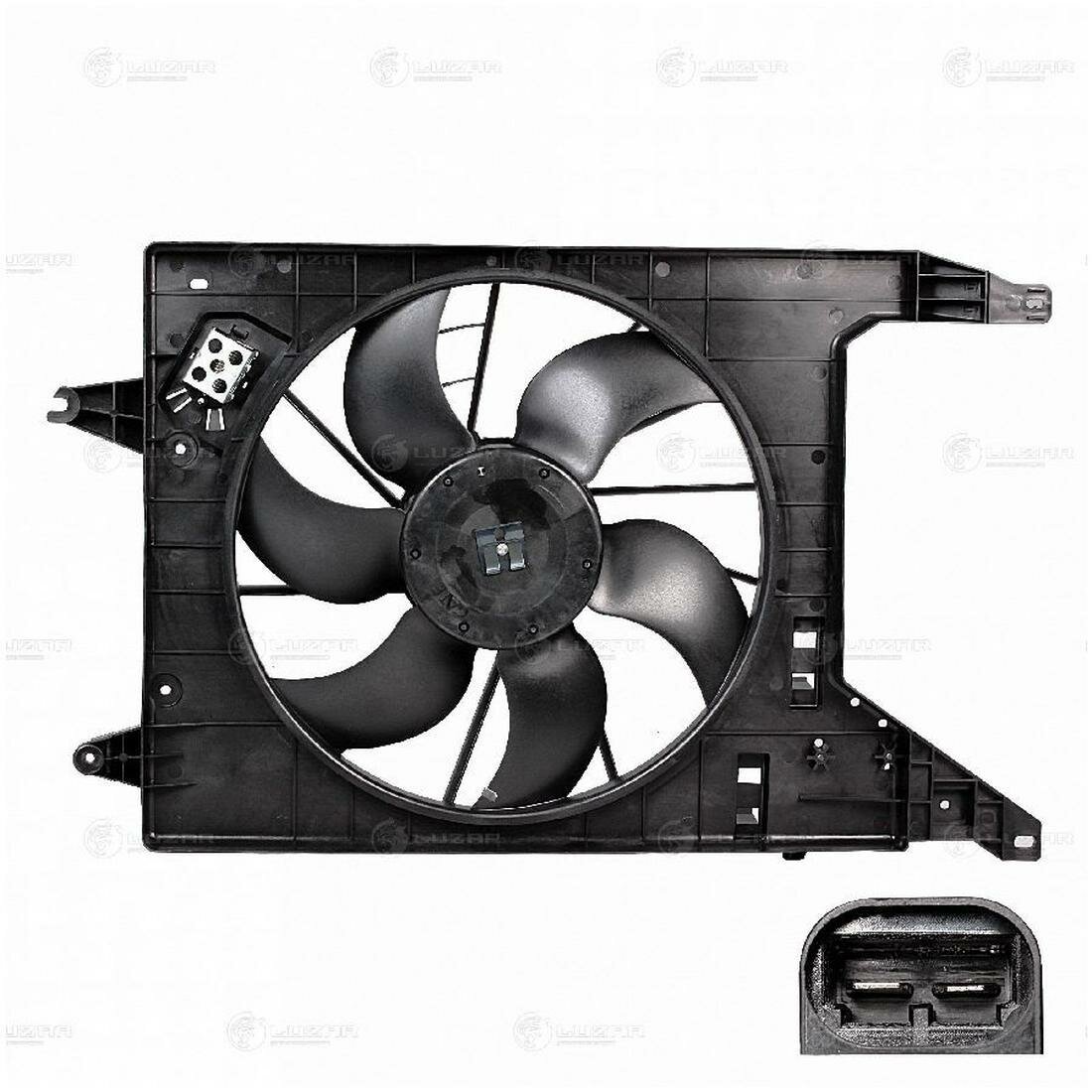 Luzar мотор радиатора с кондиционером, в сборе с кожухом lfc0966