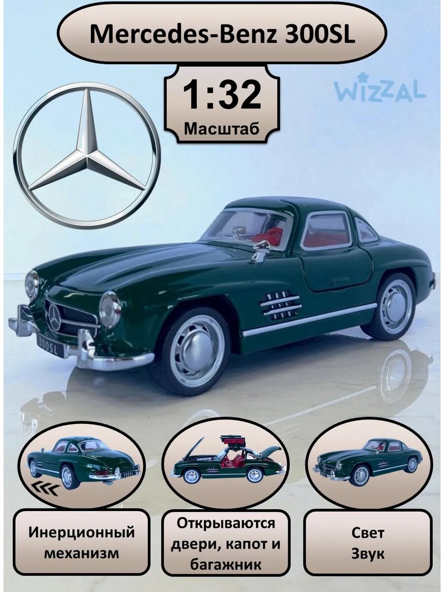 Машинка металлическая Мерседес 300SL коллекционная 1:32