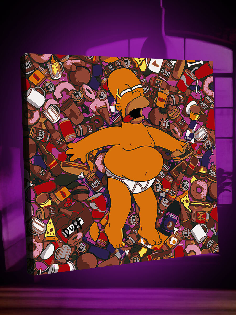 Картина по номерам Симпсоны Гомер/ The Simpsons Homer холст на подрамнике 40*40